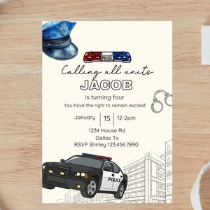 EDITABLE Police Invitation Police Birthday Invitation Police Officer ...