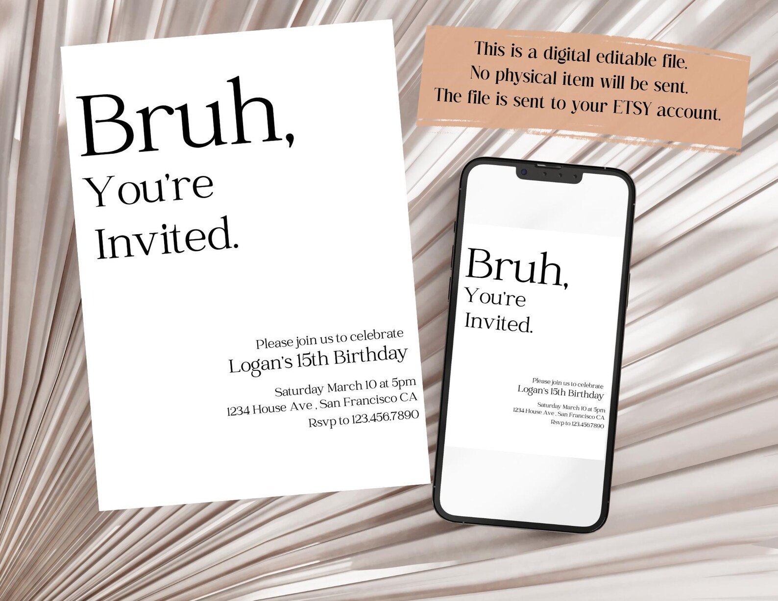 EDITABLE BRUH Birthday Invitation Template Bruh You're Invited Birthday ...