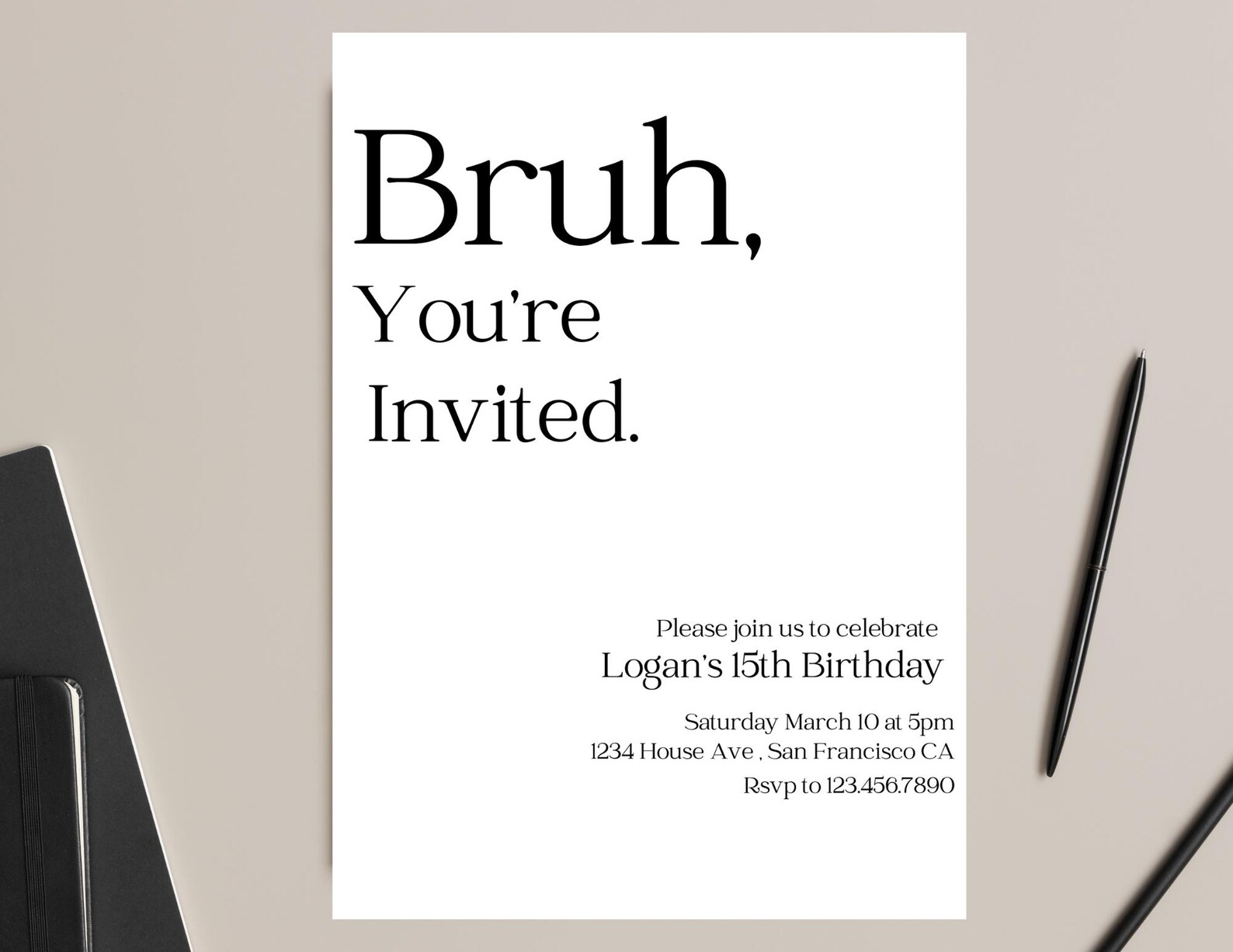 EDITABLE BRUH Birthday Invitation Template Bruh You're Invited Birthday ...