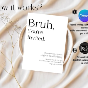 EDITABLE BRUH Birthday Invitation Template Bruh You're Invited Birthday ...