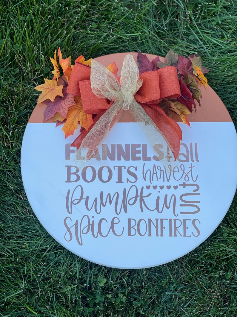 Fall Round Wood Sign - Fall Decor - Door Hanger - Handmade Wood Sign - Etsy