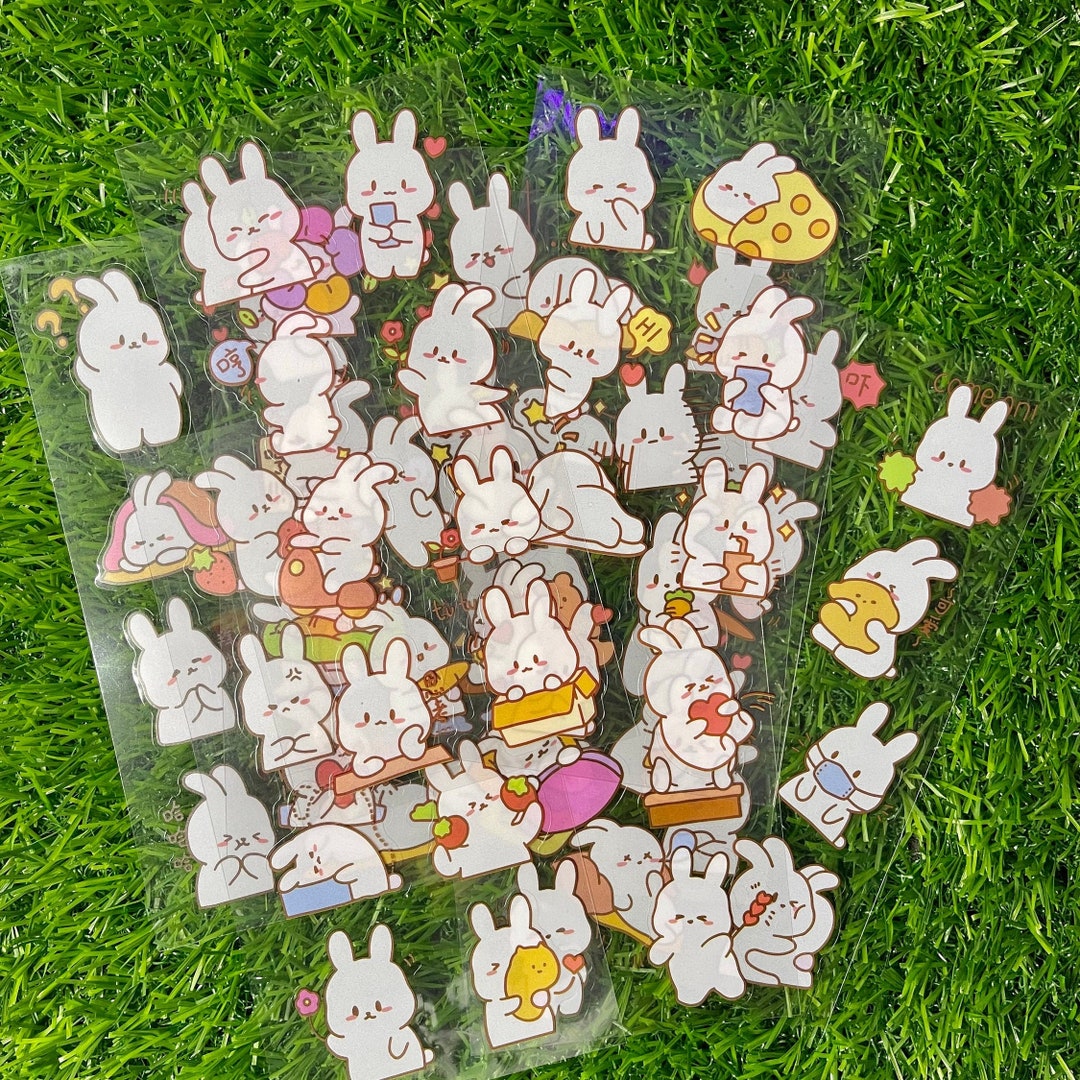 64 Pcs Cute Kawaii Rabbit Sticker Sheet Bunny Sticker Sheet - Etsy