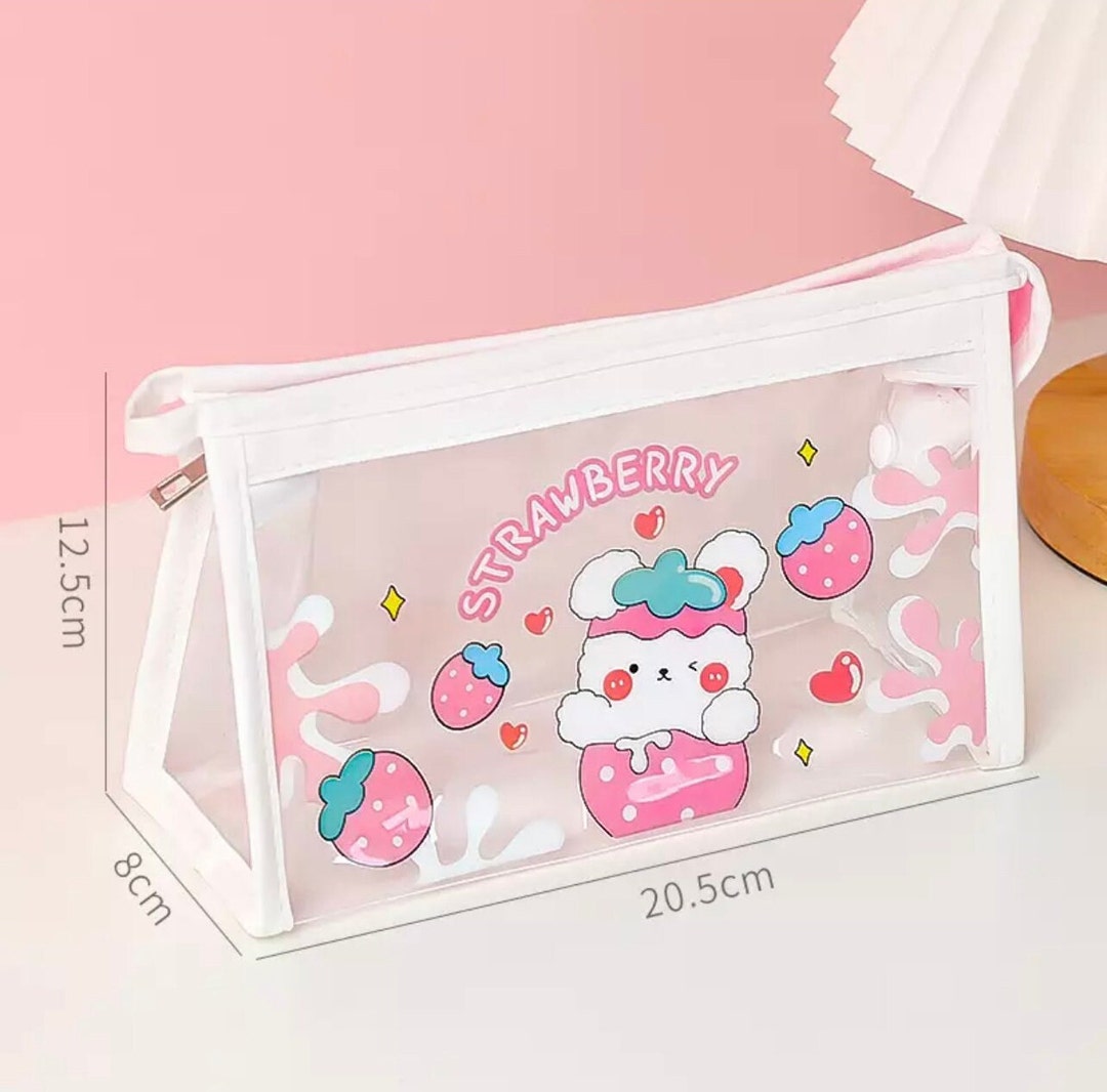 Cute Kawaii Rabbit Pencil Case Bunny Pencil Pouch Strawberry - Etsy