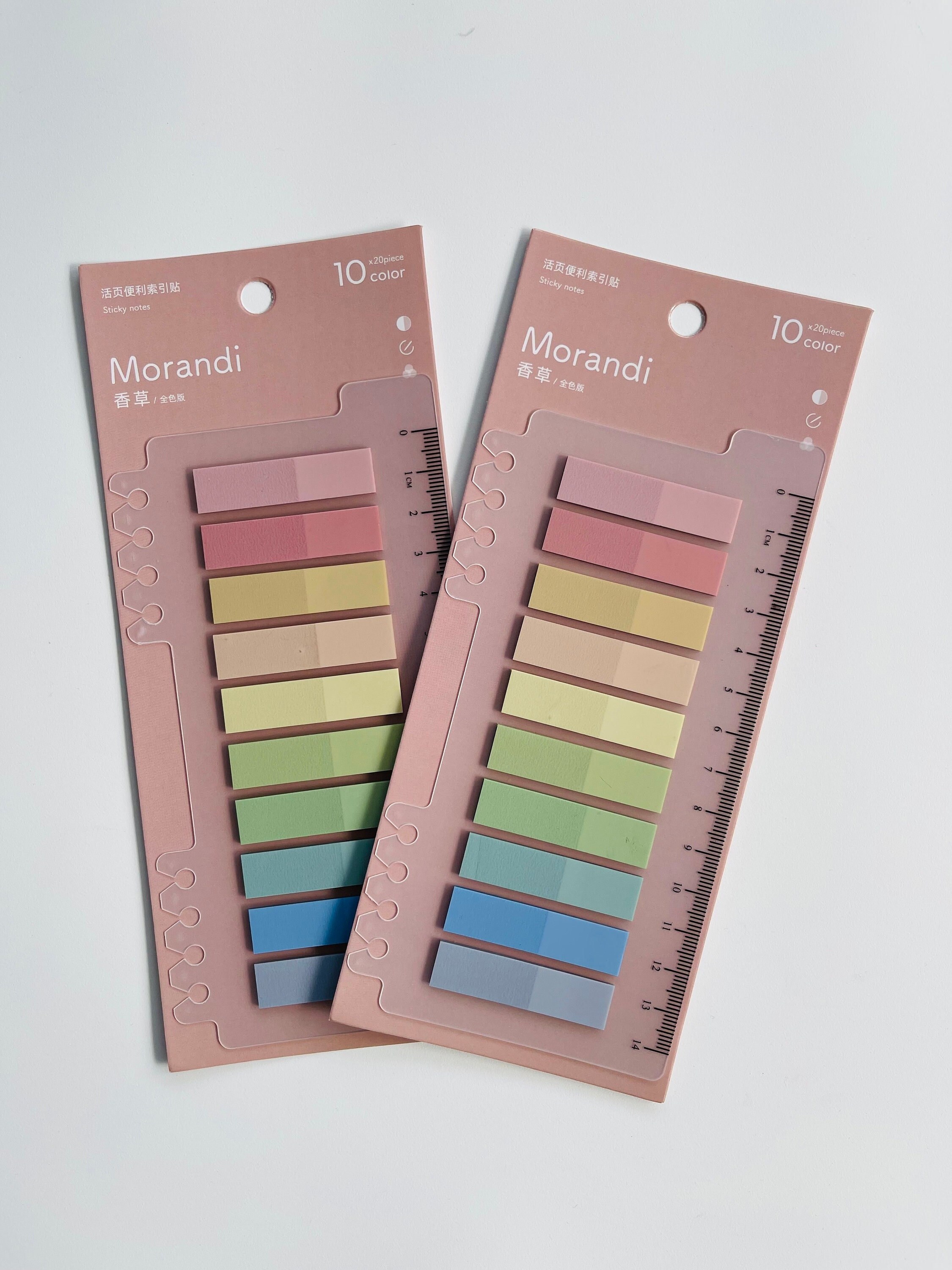 200 Sheets Sticky Notes Set With Ruler Sticky Tabs Morandi - Etsy