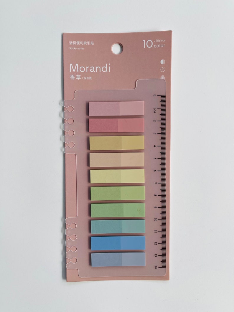 200 Sheets Sticky Notes Set With Ruler Sticky Tabs Morandi - Etsy