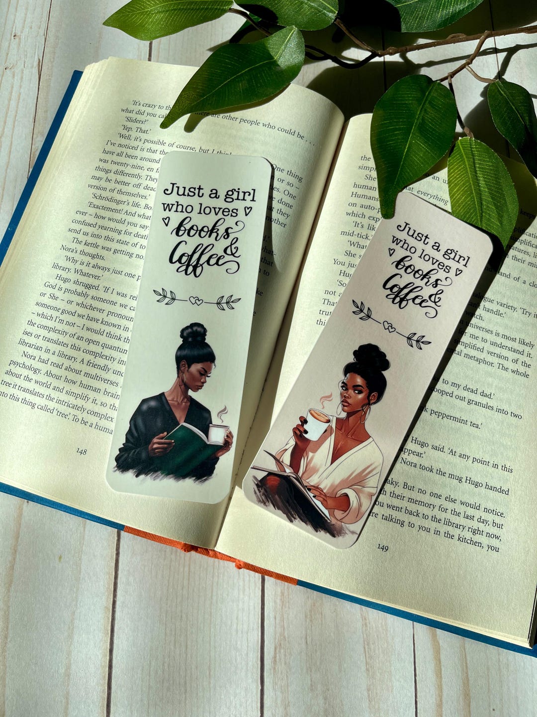 Bookmark for Black Women, Coffee and Book Lover Page Divider, Black ...