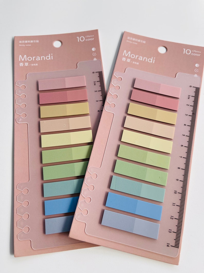 200 Sheets Sticky Notes Set With Ruler Sticky Tabs Morandi - Etsy