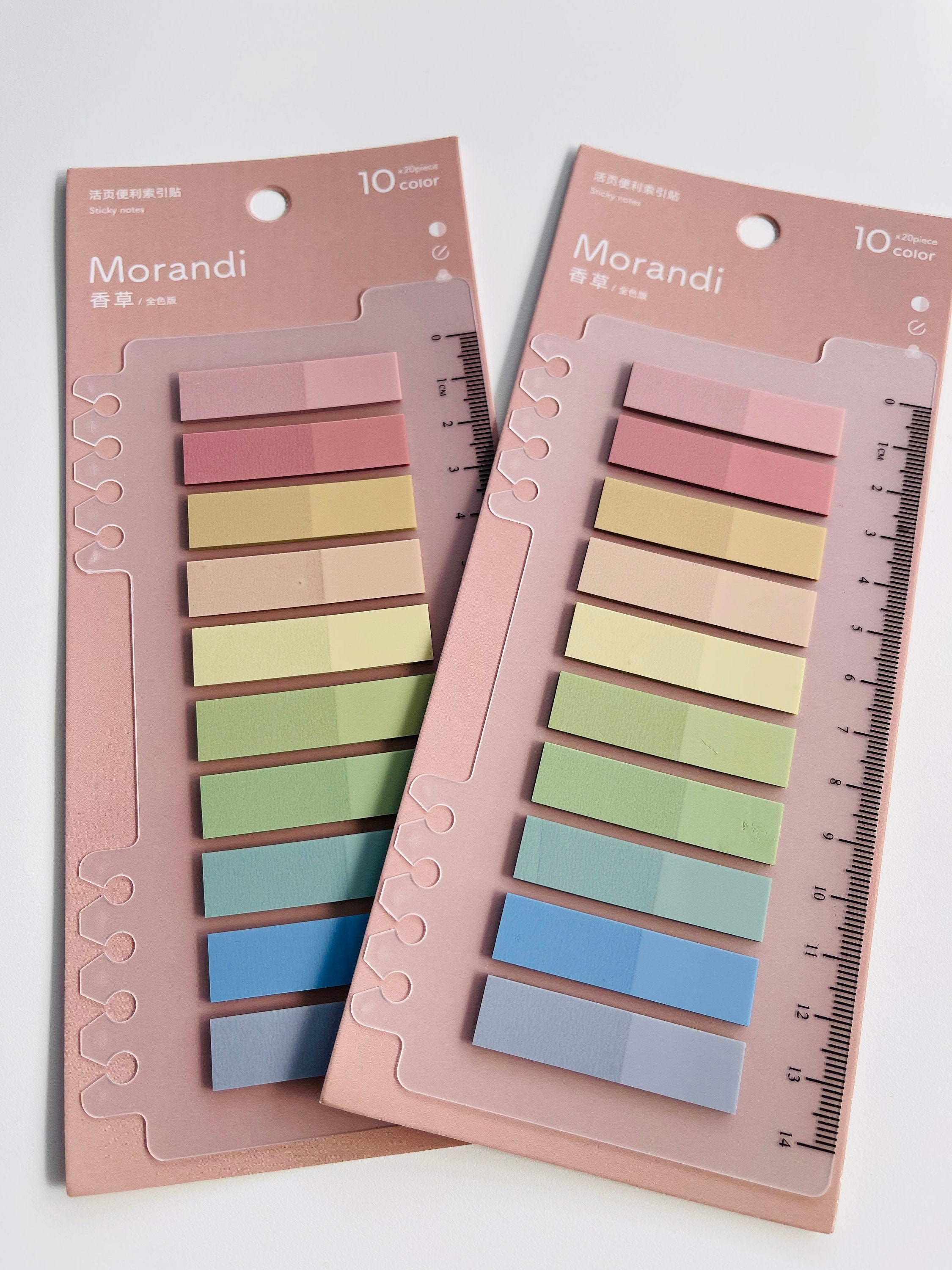 200 Sheets Sticky Notes Set With Ruler Sticky Tabs Morandi - Etsy