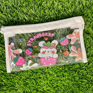 Cute Kawaii Rabbit Pencil Case Bunny Pencil Pouch Strawberry - Etsy