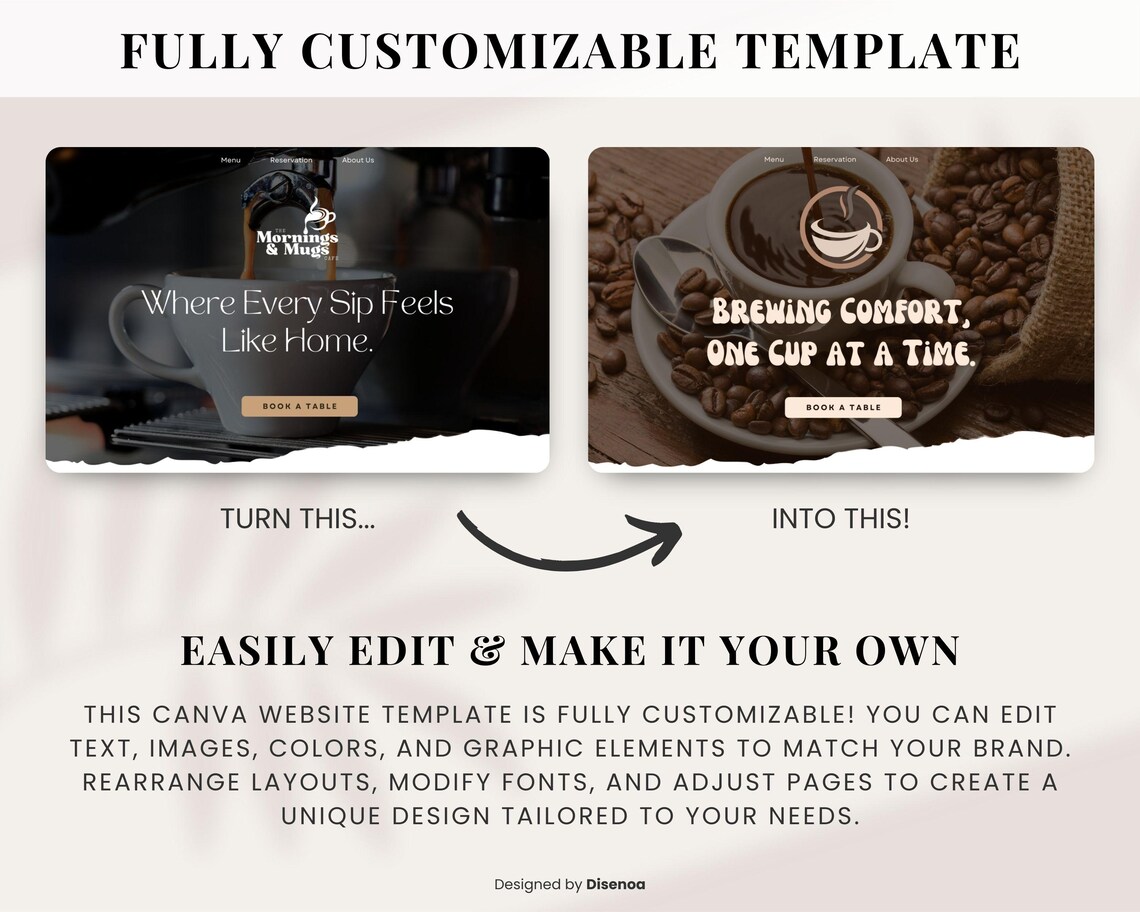 Coffee Shop Canva Website Template | Cafe Landing Page | Restaurant ...