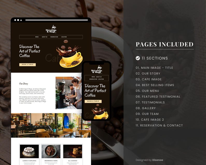 Coffee Shop Canva Website Template | Cafe Website Design | Landing Page ...