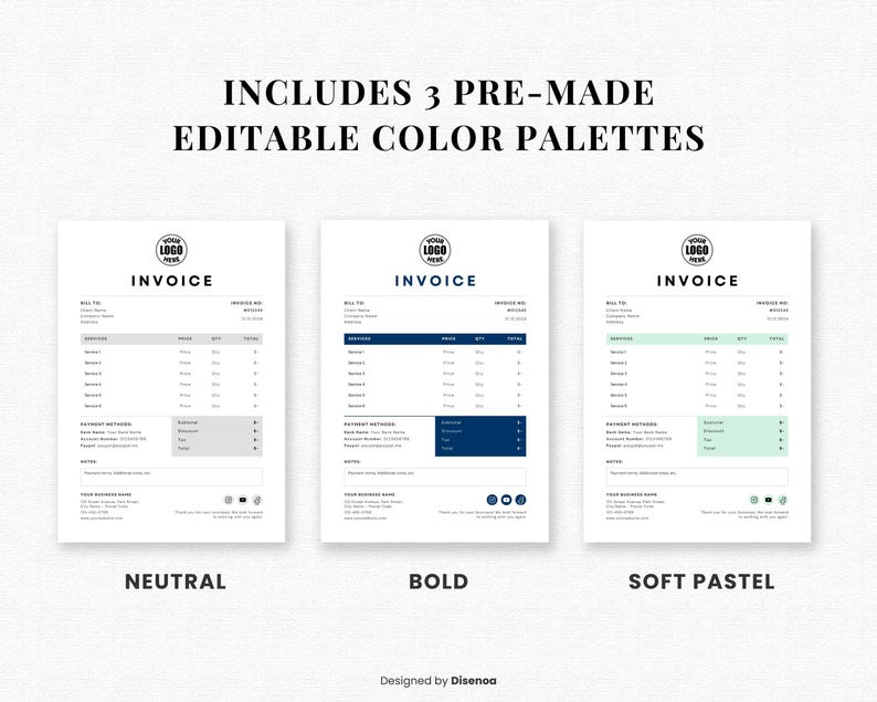 Editable Invoice Template Canva Invoice Template for Creators, Small ...