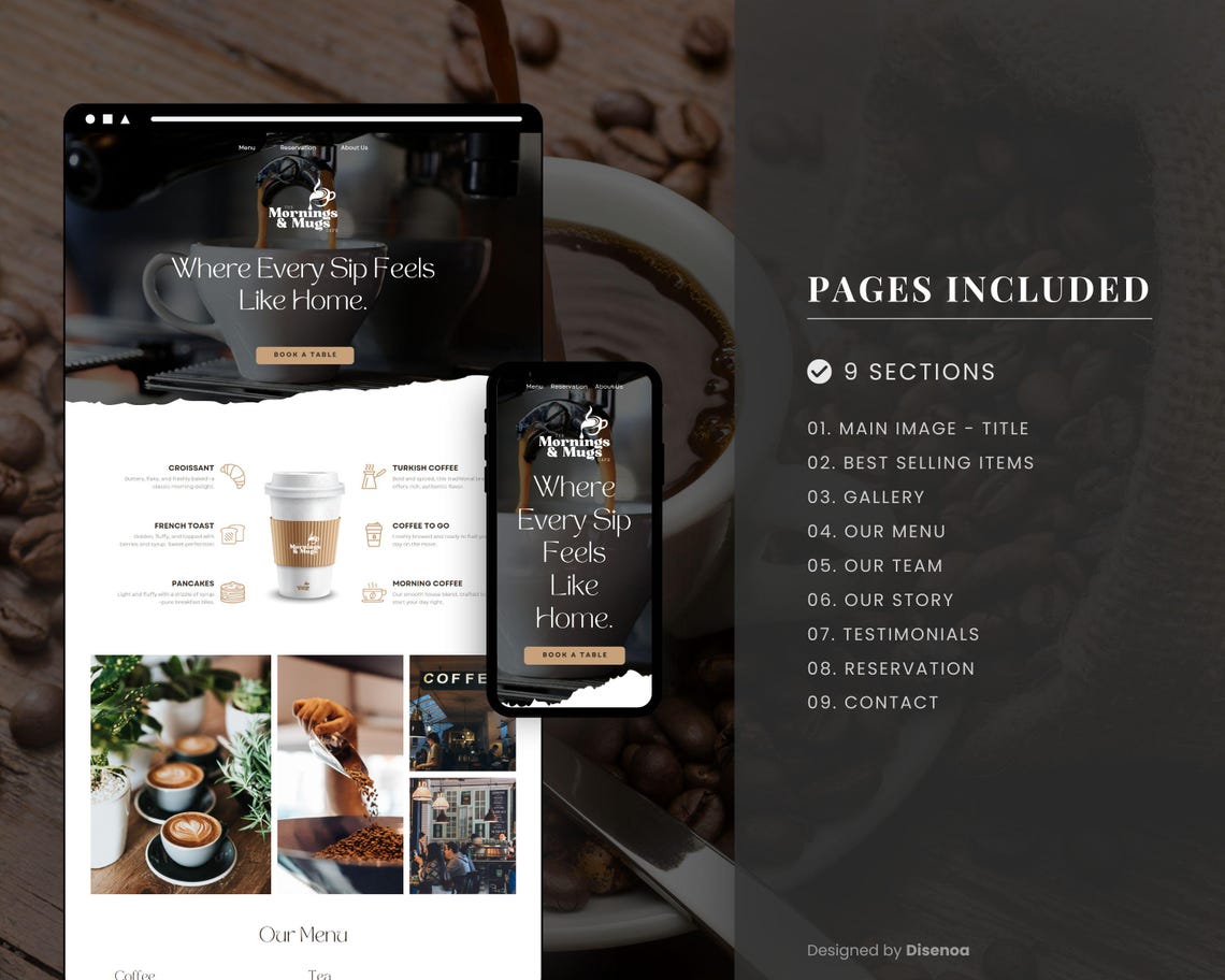 Coffee Shop Website Template: Customizable Cafe Landing Page (canva) - Etsy