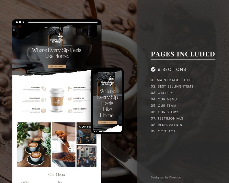 Coffee Shop Canva Website Template | Cafe Landing Page | Restaurant ...