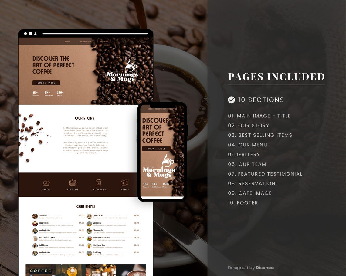Coffee Shop Canva Website Template | Cafe Landing Page | Restaurant ...