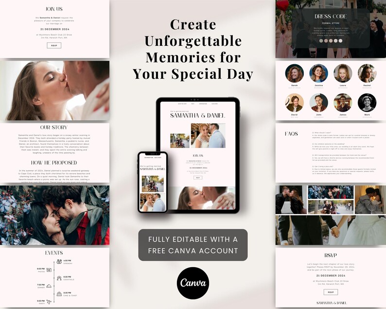 Canva Wedding Website Template, Aesthetic Wedding Website Design ...