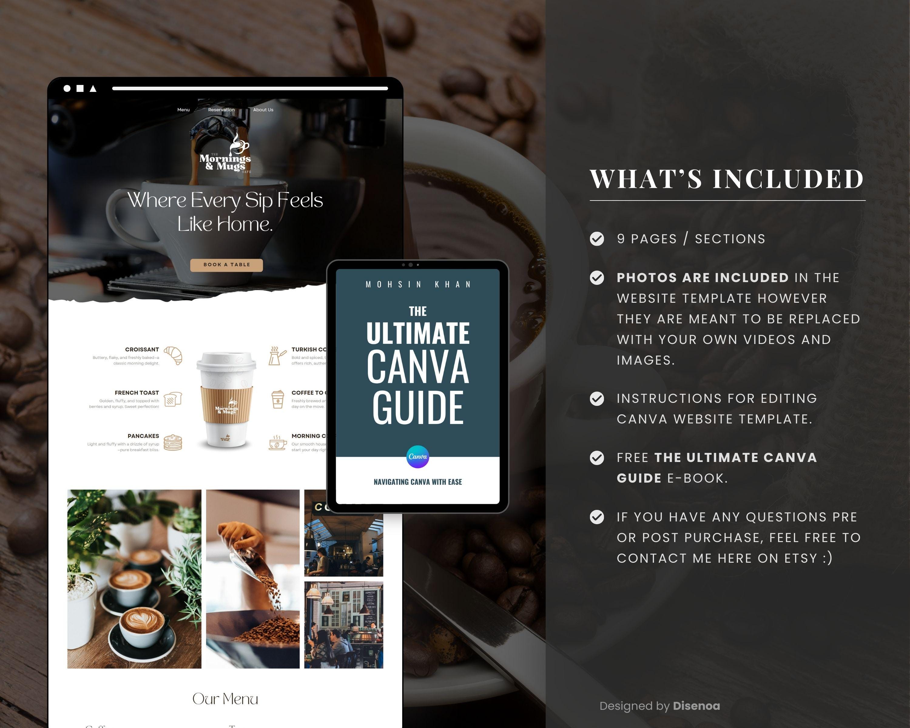 Coffee Shop Canva Website Template | Cafe Landing Page | Restaurant ...