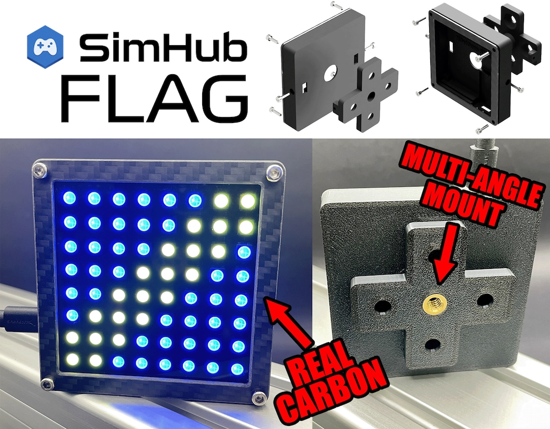 64 LED RGB Matrix for Sim Racing Flags and Gear Indicator - for Simhub ...