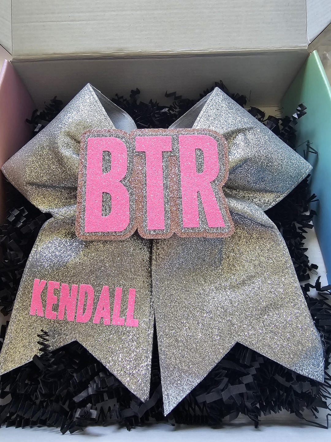 Big Time Rush Inspired BTR Glitter Cheer Bow - Silver and Pink - Etsy
