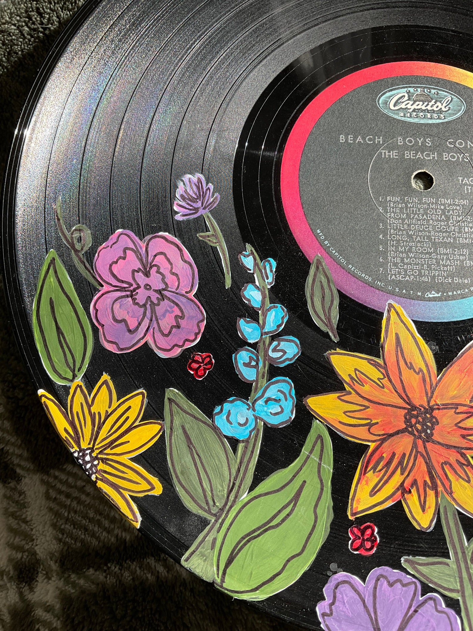 Handpainted Floral Vinyl Record - Etsy