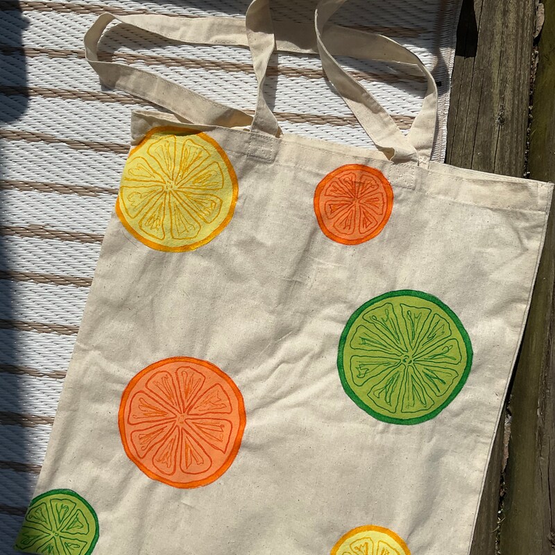 Hand Painted Fruit Totes - Etsy