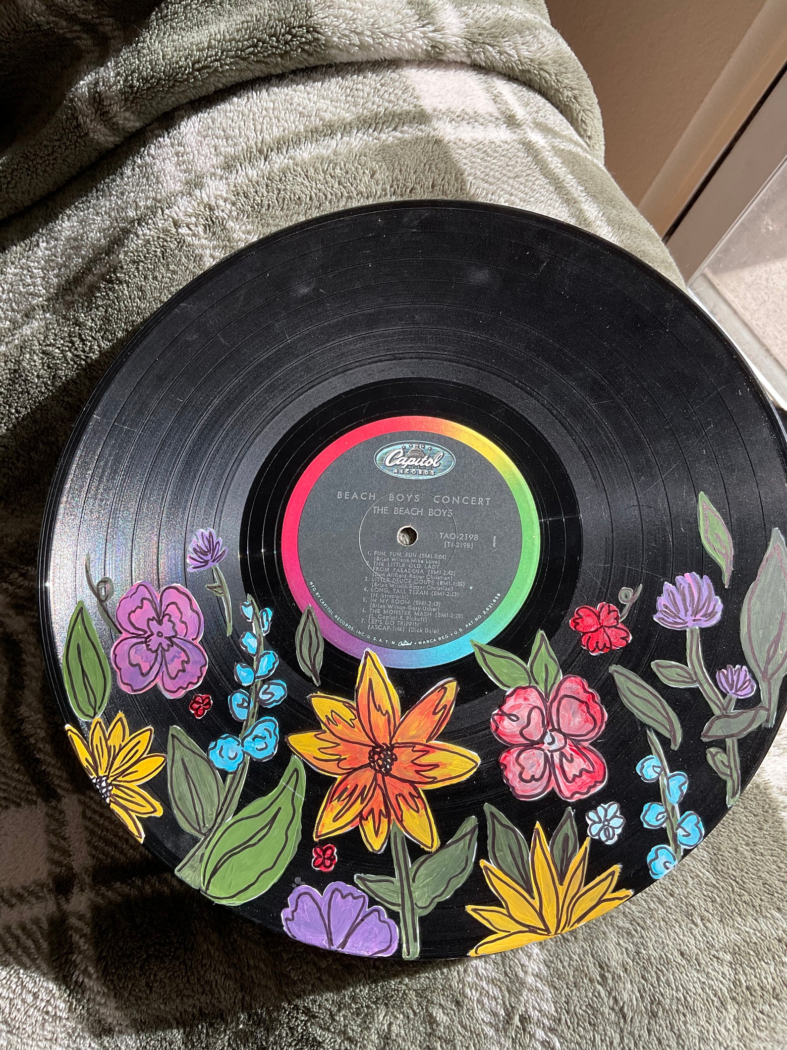 Handpainted Floral Vinyl Record - Etsy