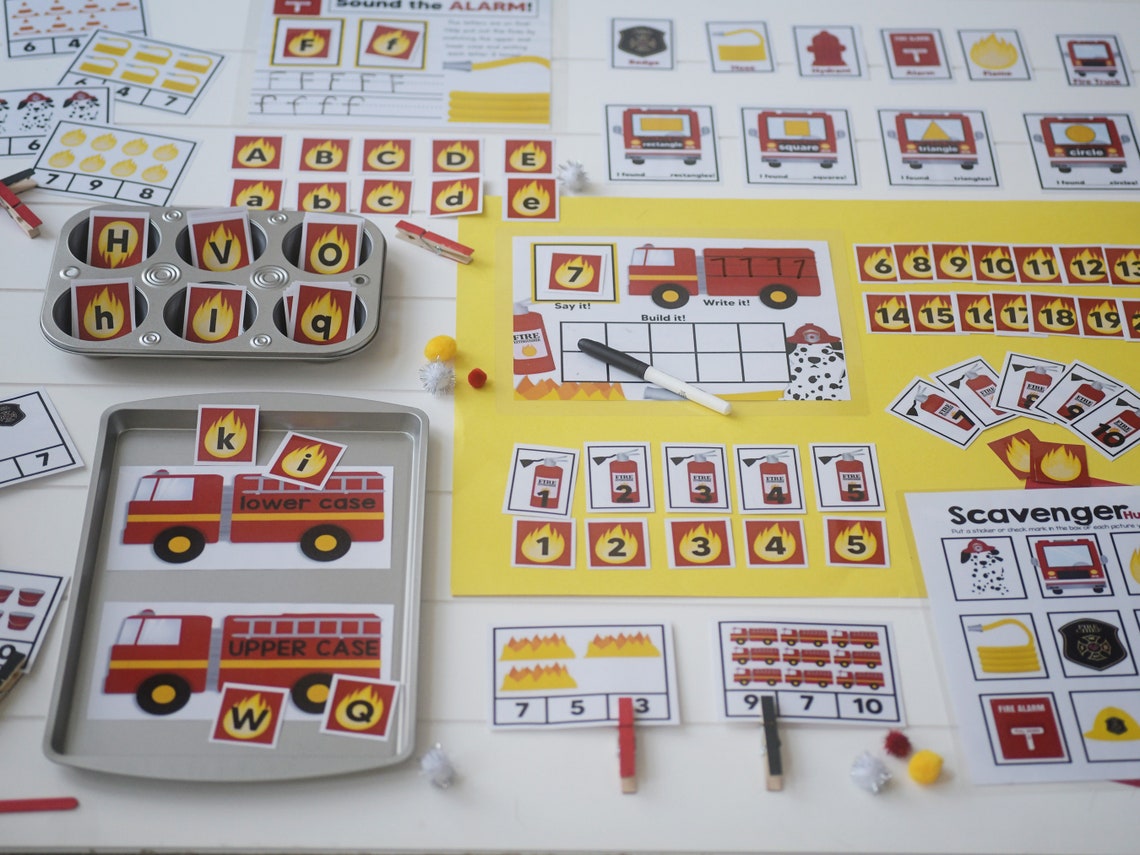 Preschool Learning THEME / Firetruck Fire Firefighter / - Etsy