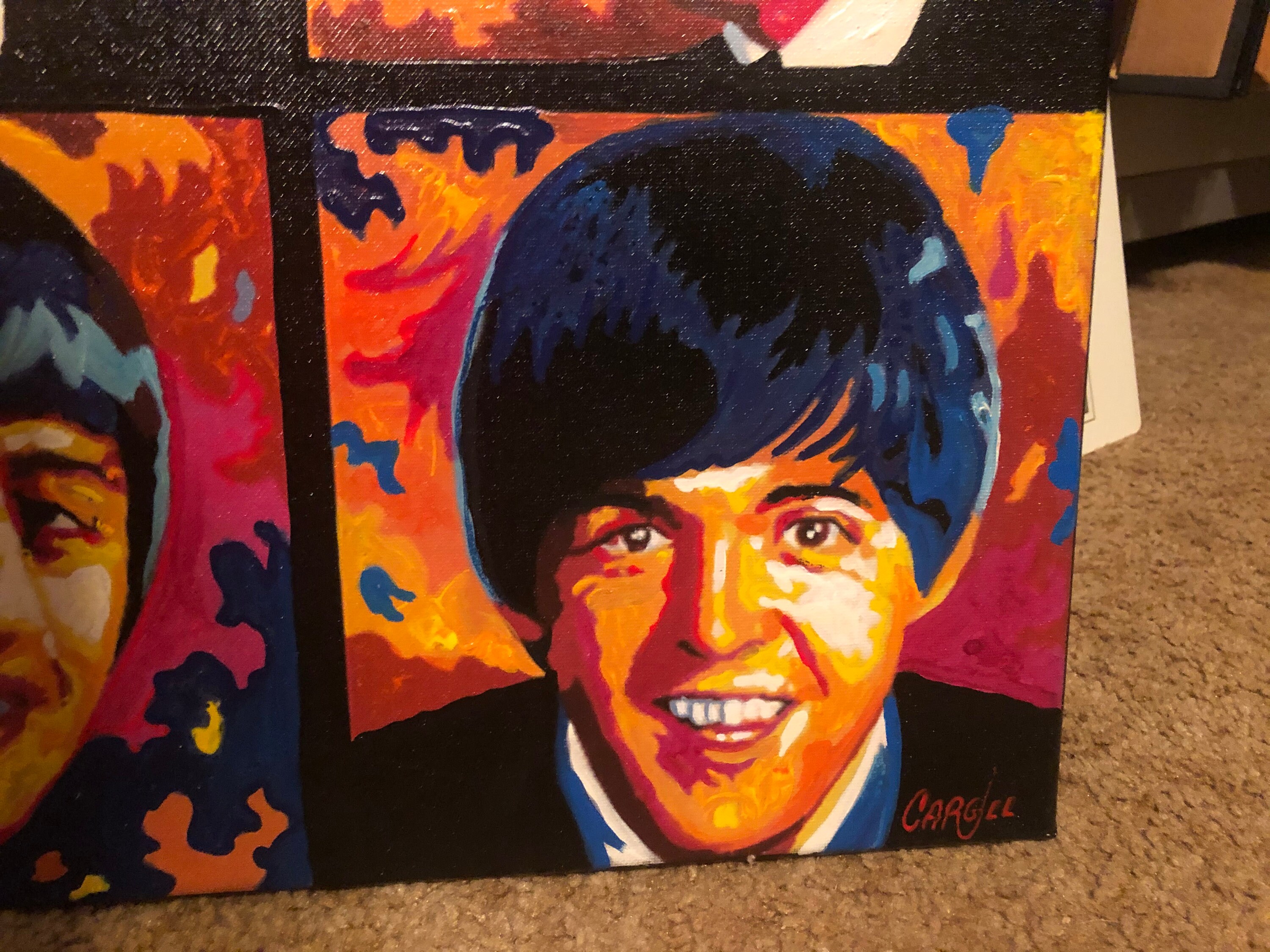 BEATLES Original Acrylic Painting by Artist CHRIS CARGILL Signed 18in ...