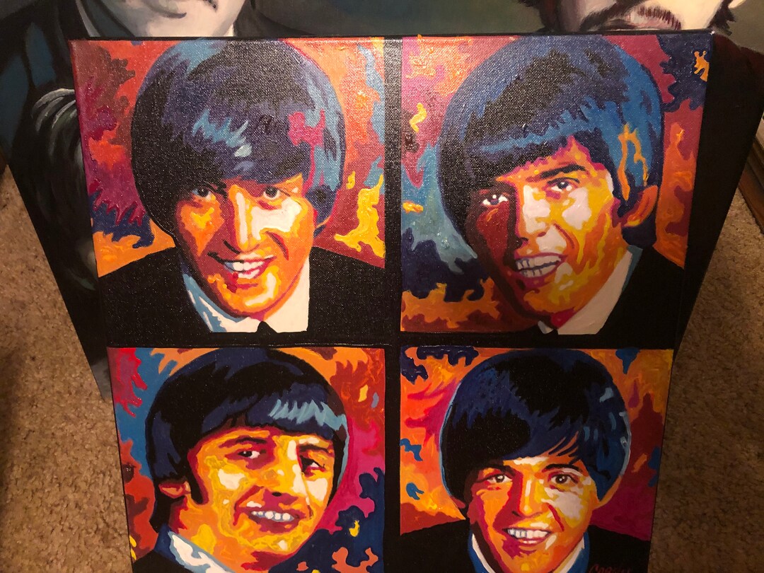 BEATLES Original Acrylic Painting by Artist CHRIS CARGILL Signed 18in ...