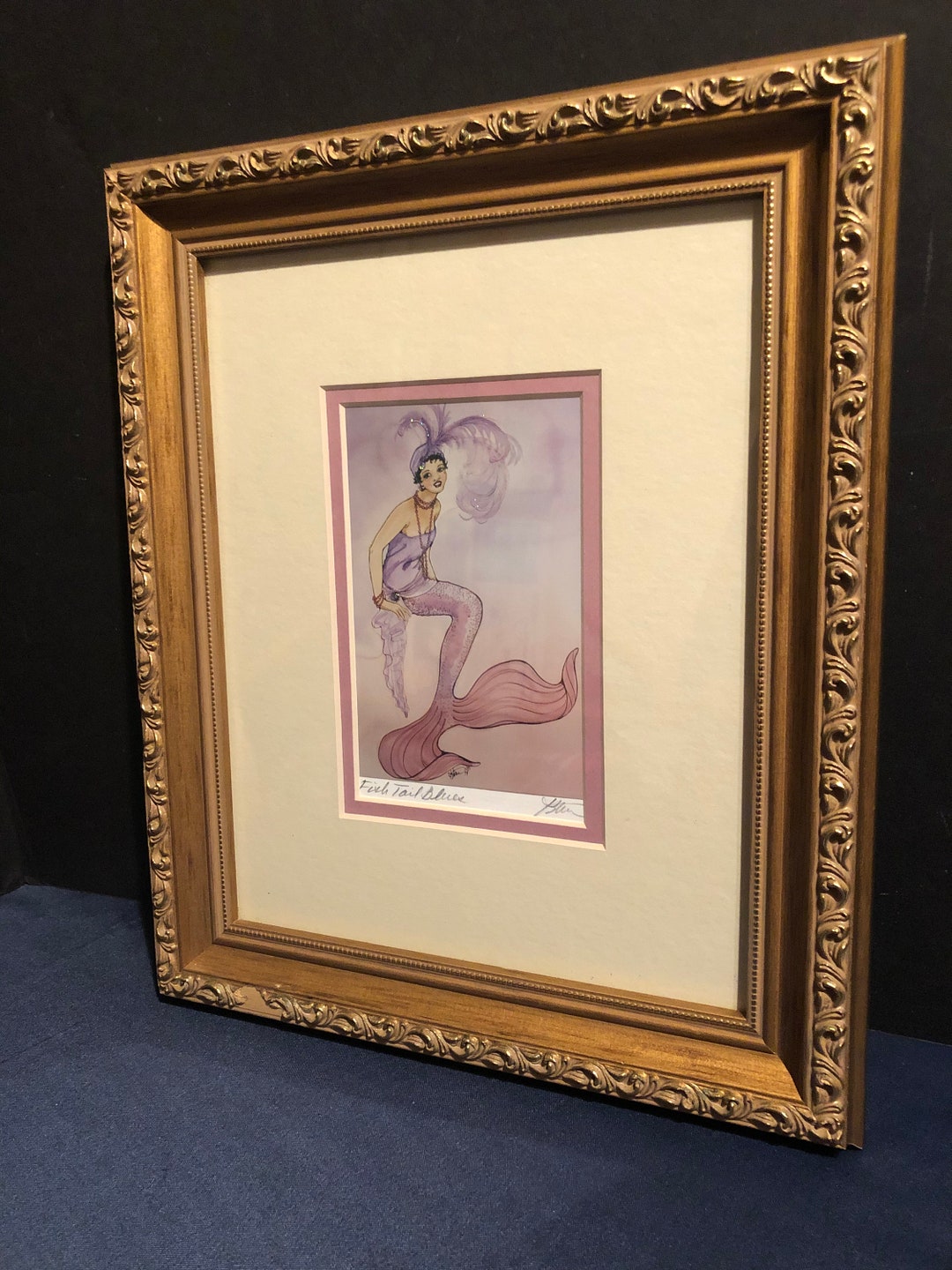 Mermaid Flapper Framed Artwork fish Tail Blues - Etsy