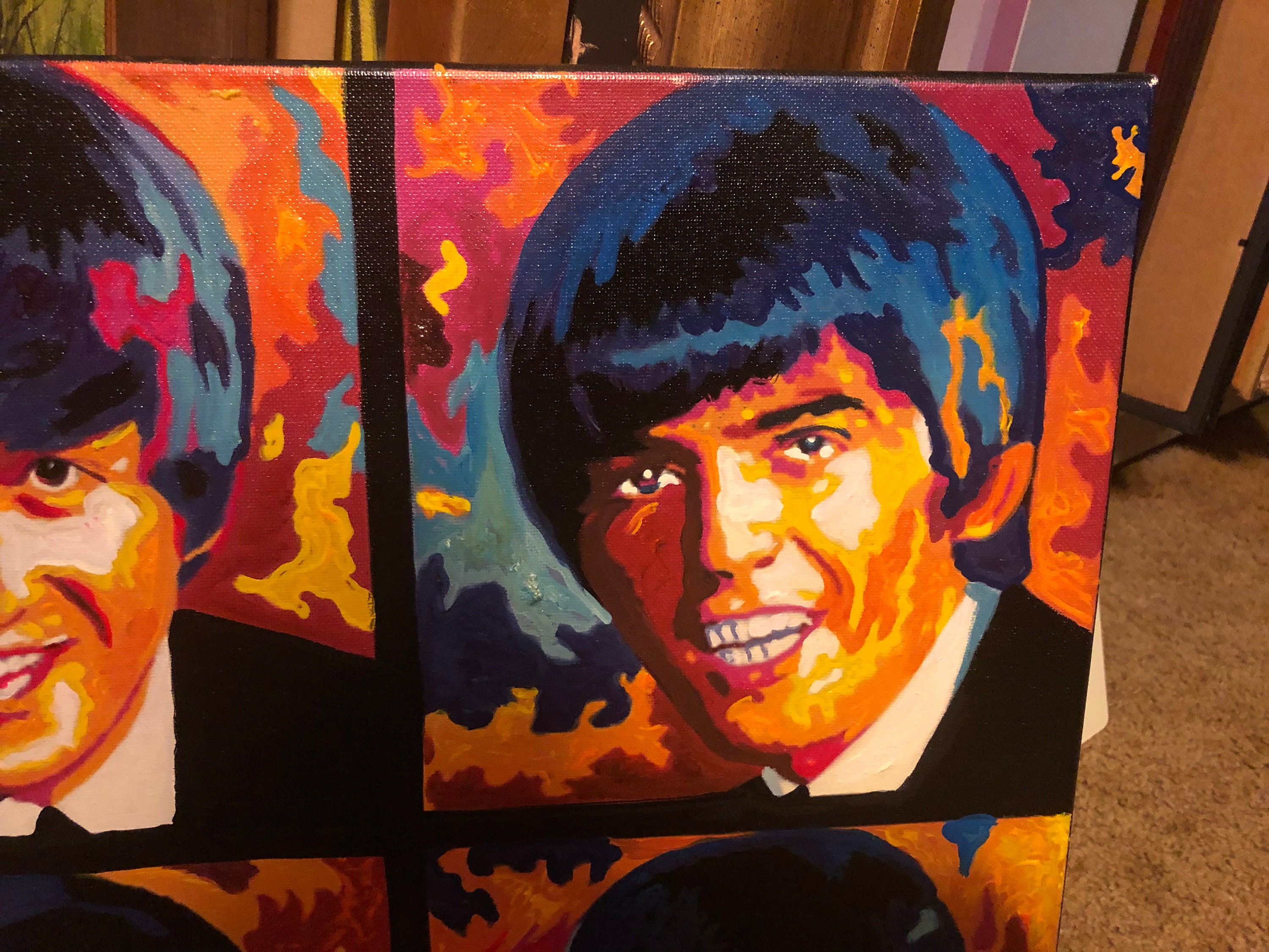 BEATLES Original Acrylic Painting by Artist CHRIS CARGILL Signed 18in ...