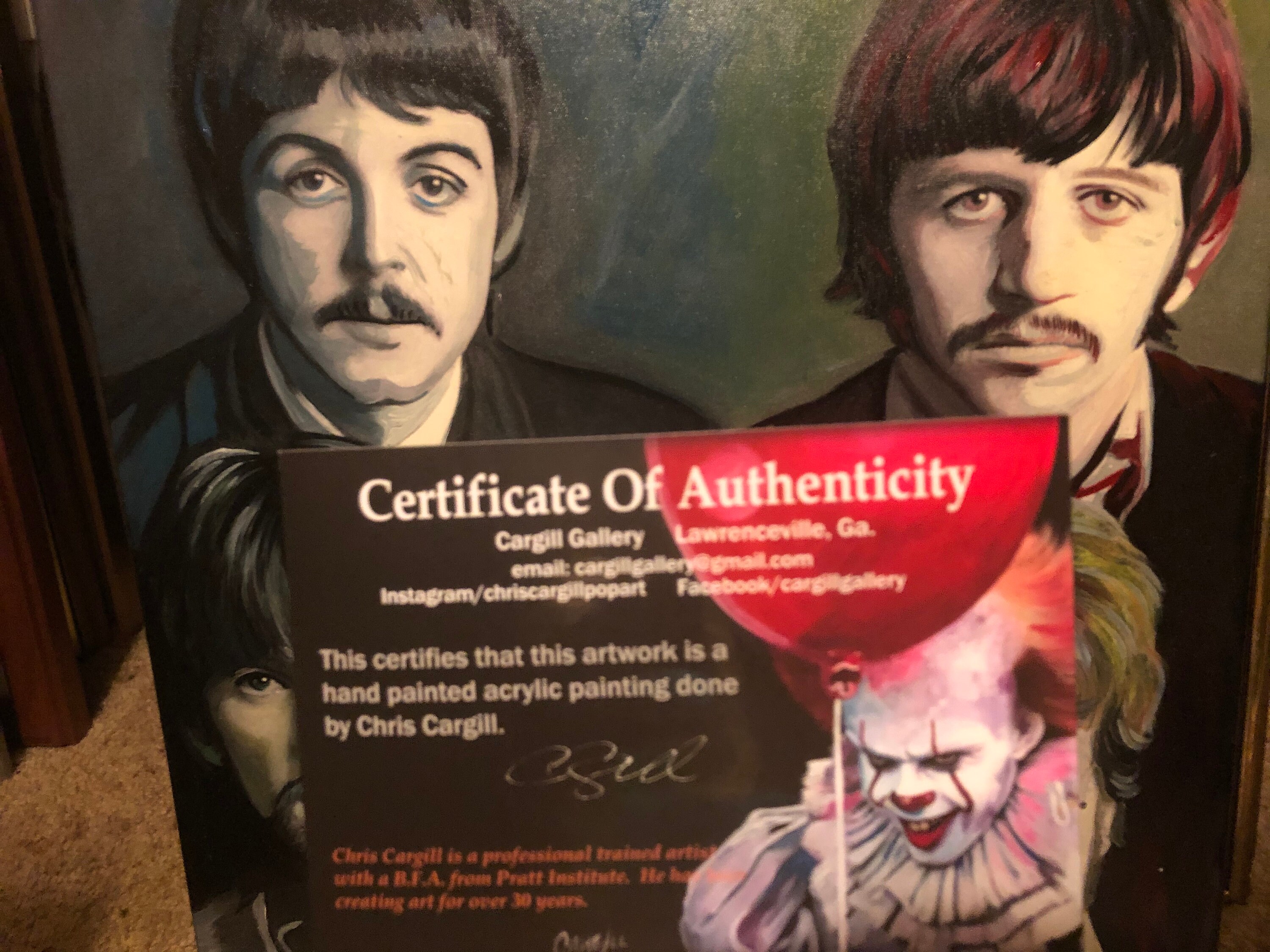 BEATLES Original Acrylic Painting by Artist CHRIS CARGILL Signed 18in ...