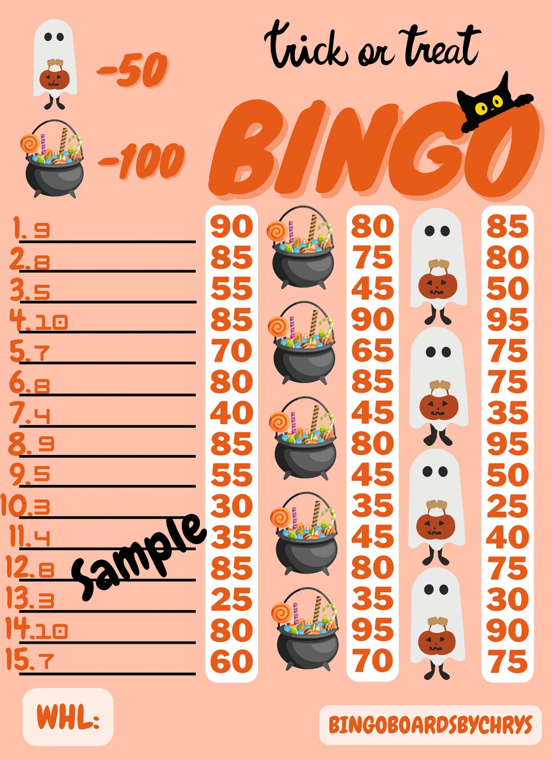 Fall/ Halloween 100-110 WTA Bingo Boards! - Etsy