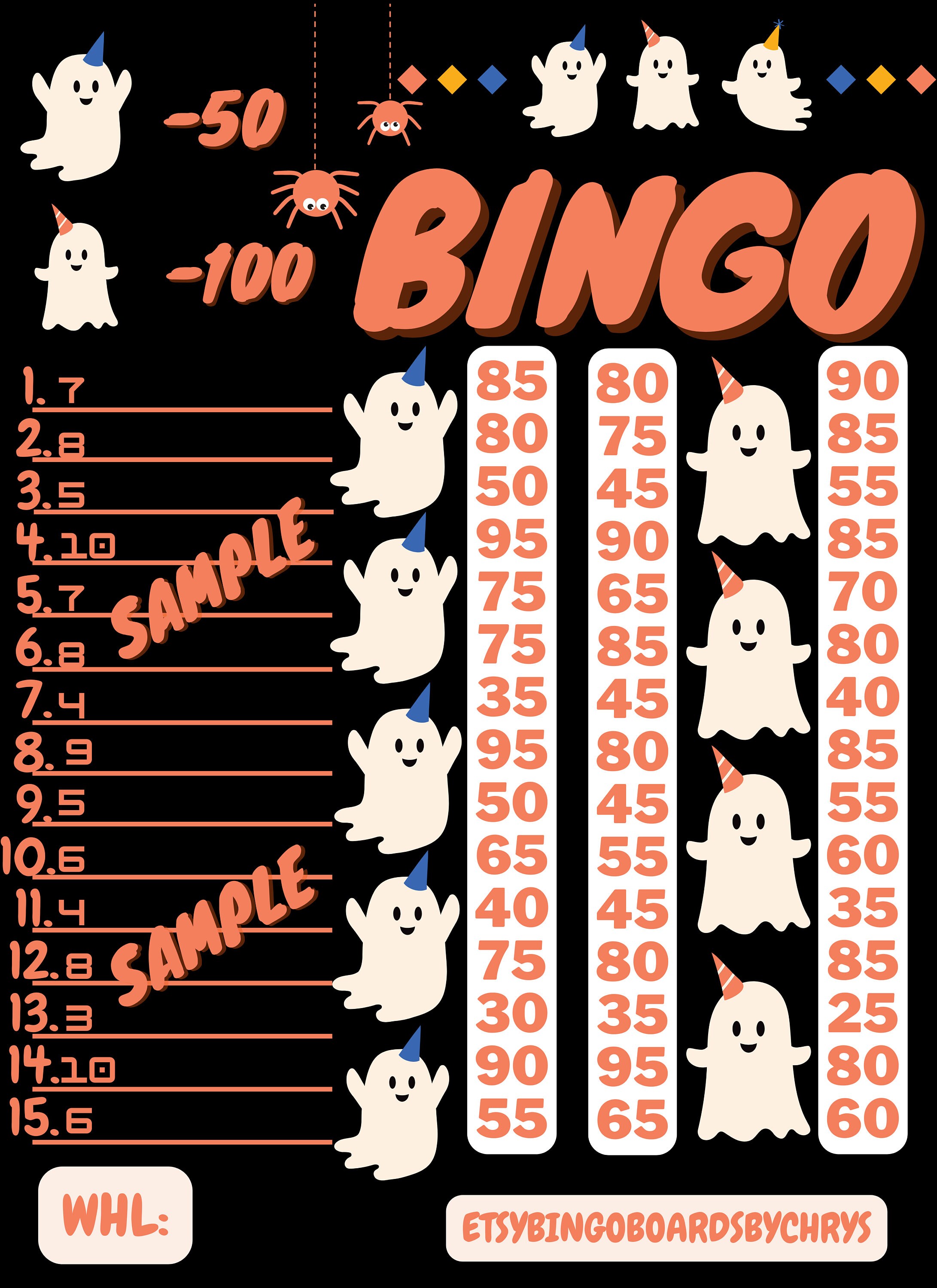 Fall/ Halloween 100-110 WTA Bingo Boards! - Etsy