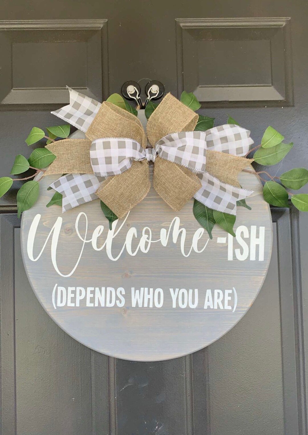 Welcome-ish Wooden Door Hangar Welcome Sign, Funny, Sarcastic, 18x18x1 ...