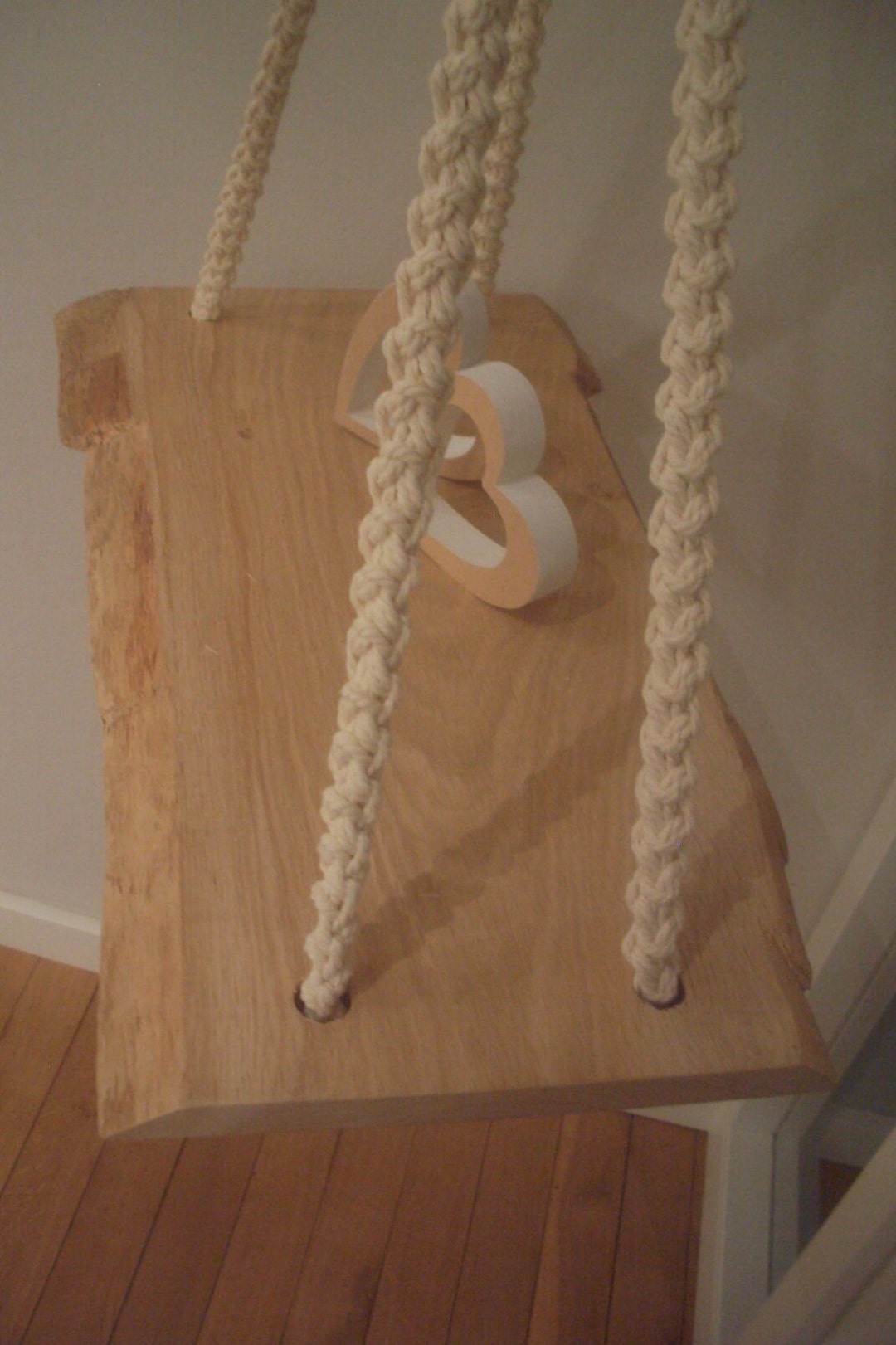 Oak Board With Tree Edge Macrame Ropes/ Natural Shelf 58 - Etsy
