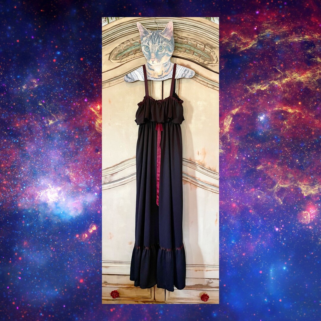 Vintage Vicky Vaughan Dress. Vintage Black Peasant Dress. - Etsy