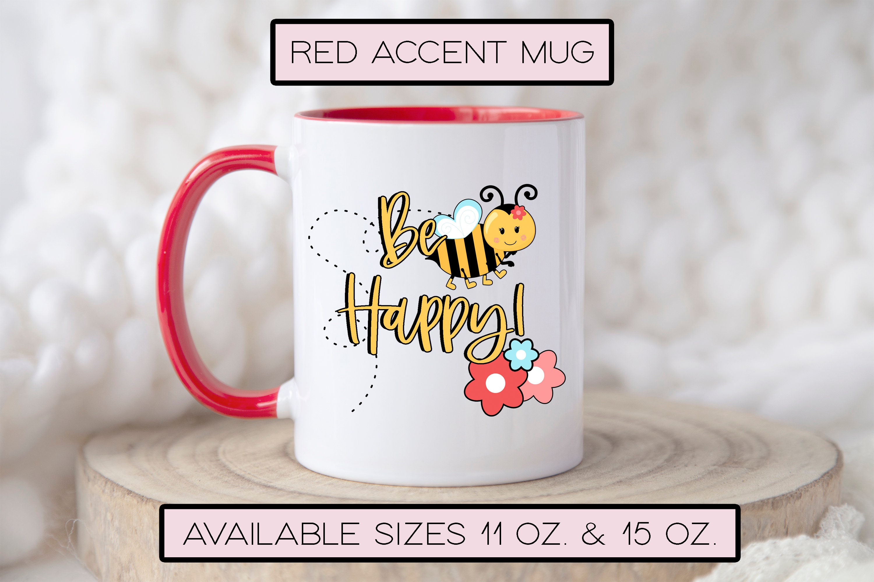 Be Happy Mug Bee Happy Bee Mug Bee Cup Save the Bees Queen Bee Bee ...