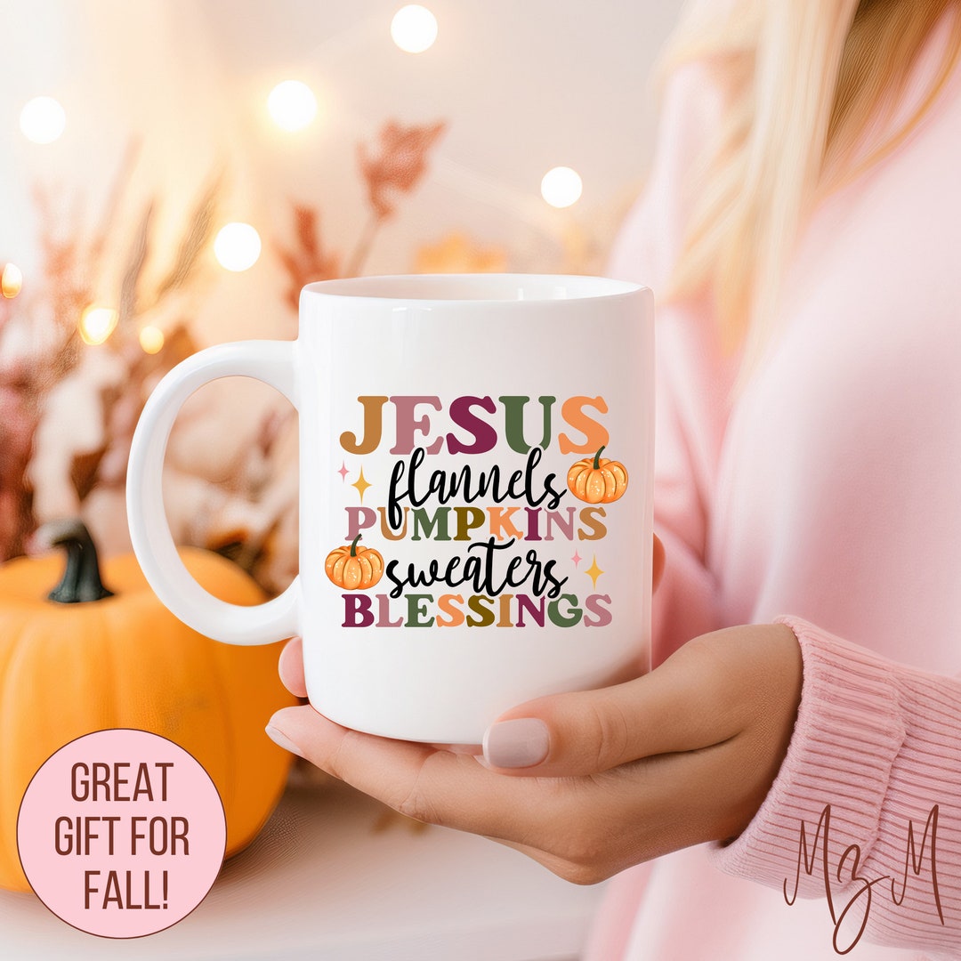 Jesus Pumpkins Blessings Mug Fall Christian Mug Christian Coffee Mug ...