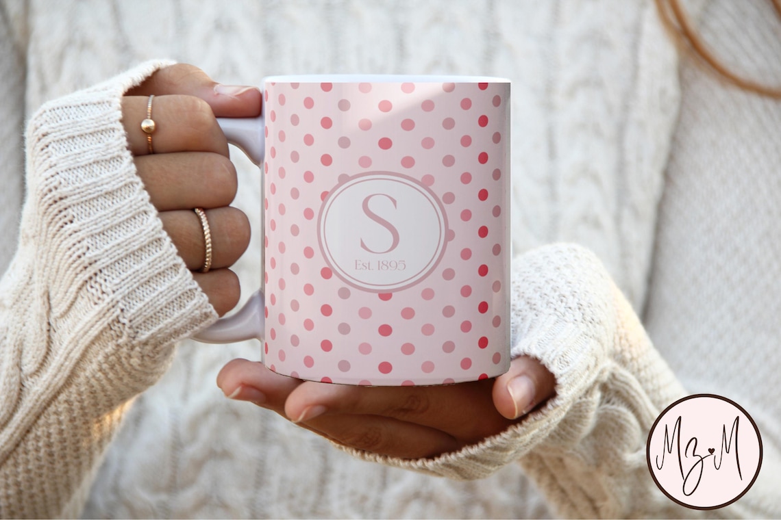 Personalized Pink Polka Dot Mug Monogram Mug Daughter in Law Gift Work ...