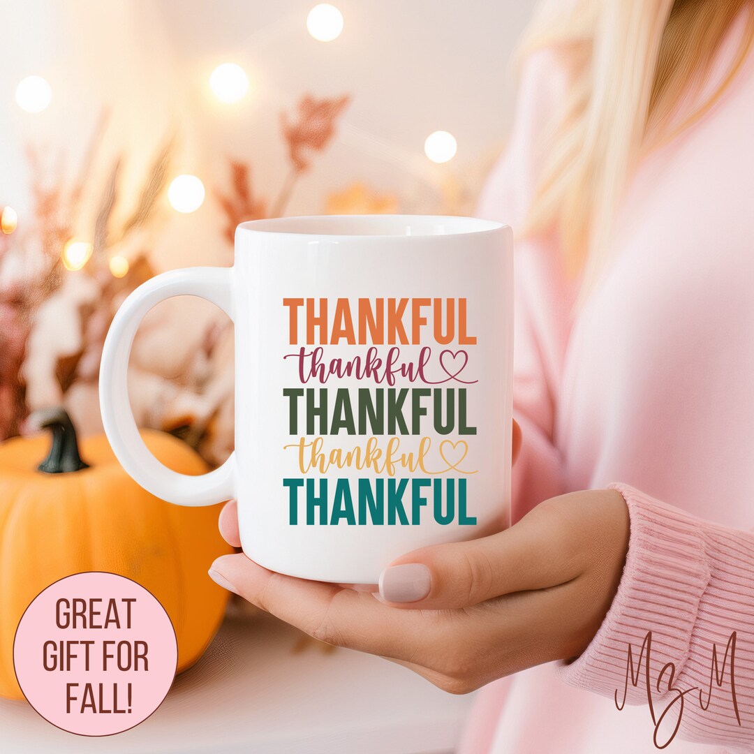 Thankful Coffee Mug | Fall Hostess Gift, Housewarming - Etsy