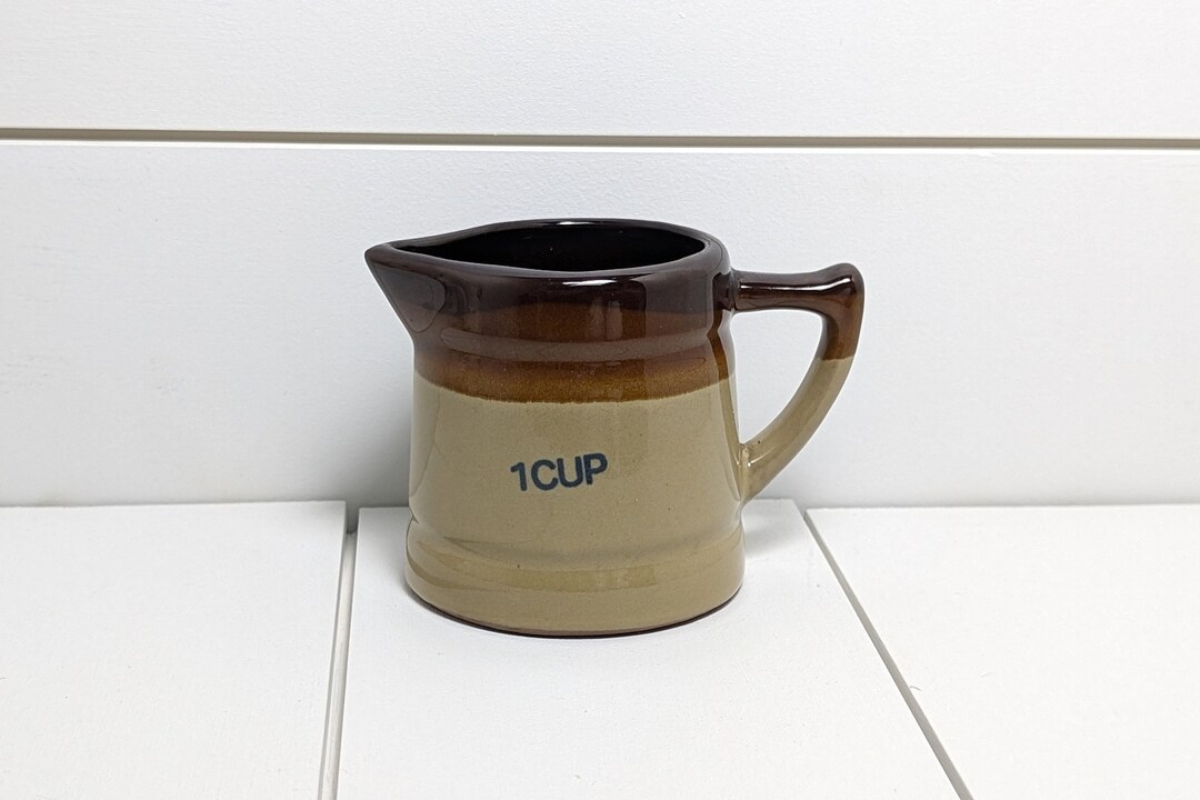 Vintage Glazed Stoneware Measuring Cup - Etsy