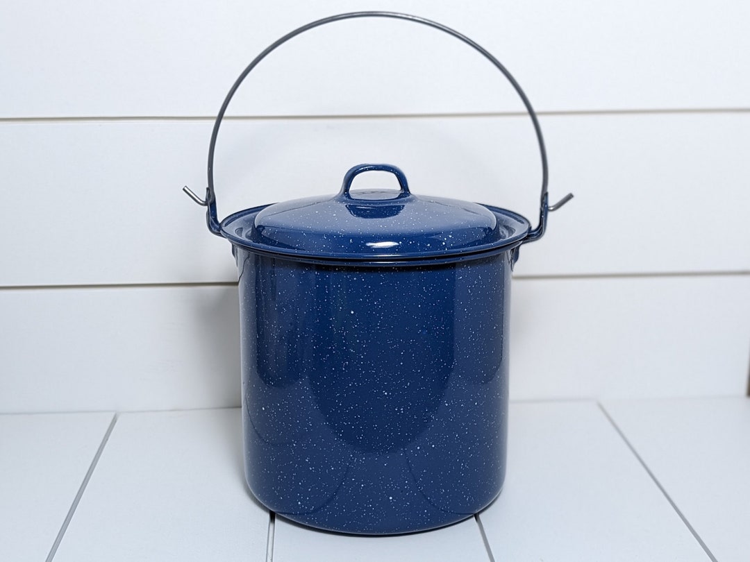 Vintage Enamelware Stock Pot With Handle - Etsy