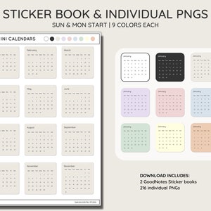 2023 Mini Digital Sticker Calendars Planning Stickers Goodnotes ...
