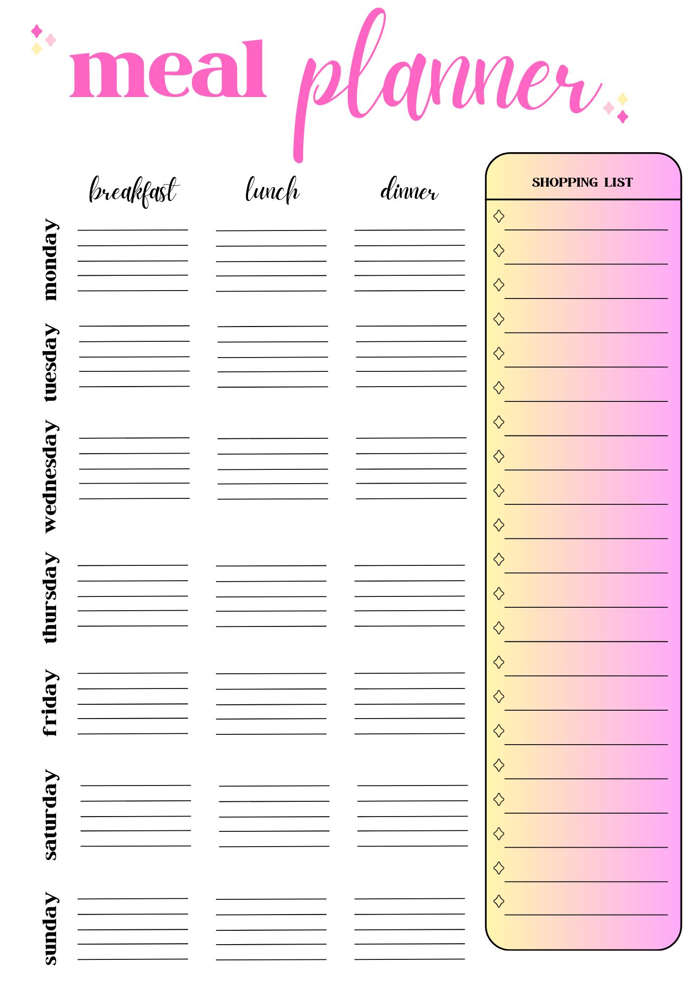 Simple Weekly Food Planner Printable - Etsy