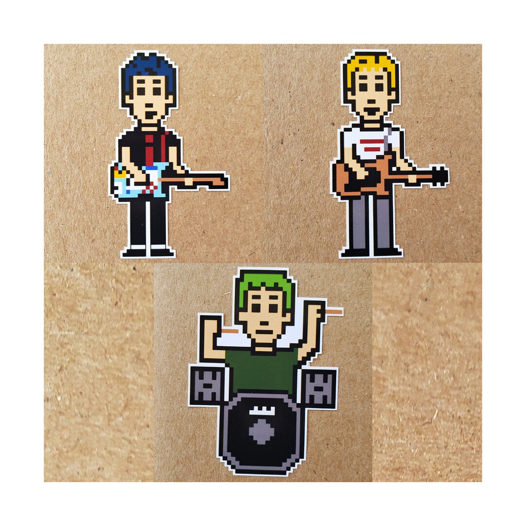 Sticker Pixelated Green Day Set of 3 Woodstock Dookie Glossy 2.5" Two ...