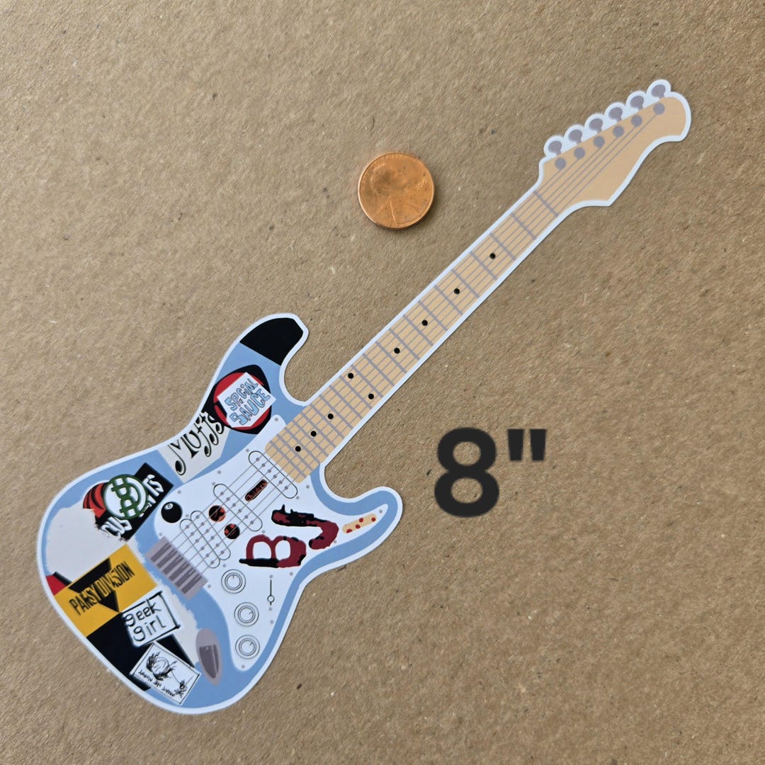 Sticker Billie Joe Armstrong Guitar Blue From Green Day 1994 Glossy 8 ...
