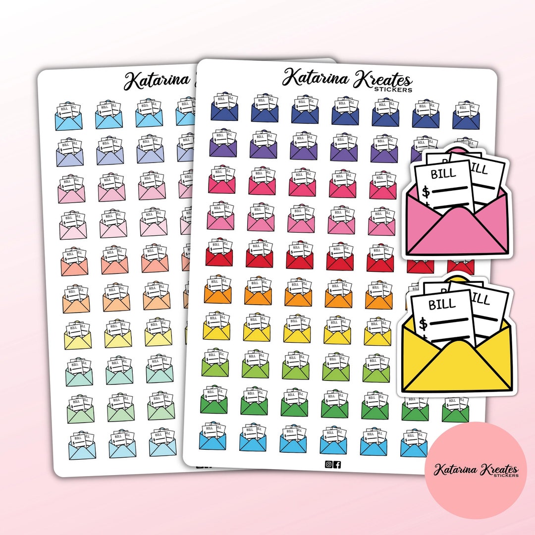 Colorful Bill Envelope Stickers Bill Reminders Pay Bills - Etsy
