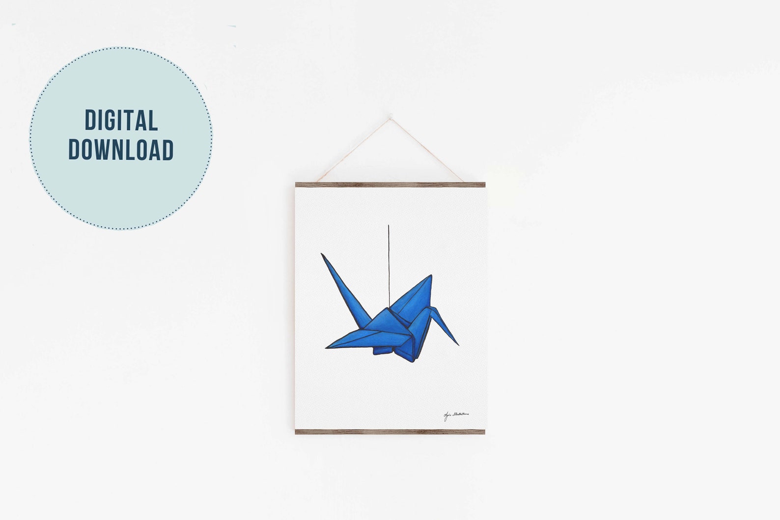 Blue Origami Crane Nursery Printable - Etsy