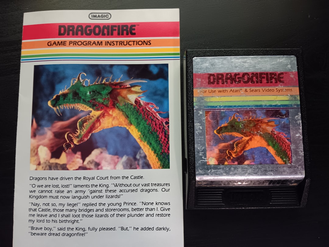 Dragonfire Vintage Atari Video Game Cartridge and Manual - Etsy